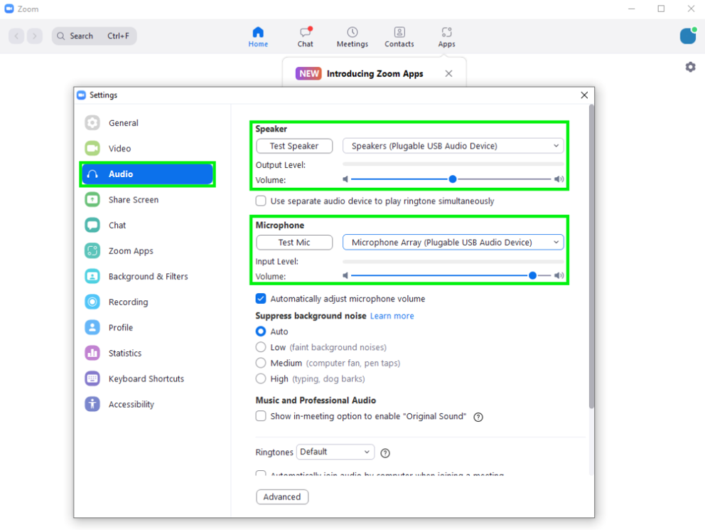 How do I use the Plugable USB Audio Adapter with my meeting app ...