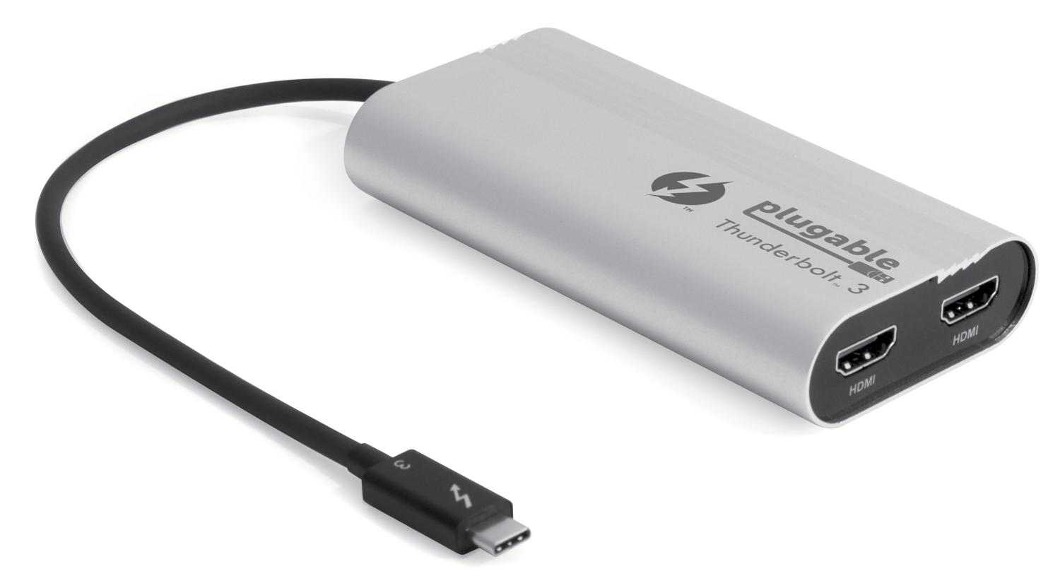 Plugable Thunderbolt™ 3 Dual Display HDMI 2.0 Adapter for Mac and Wind ...