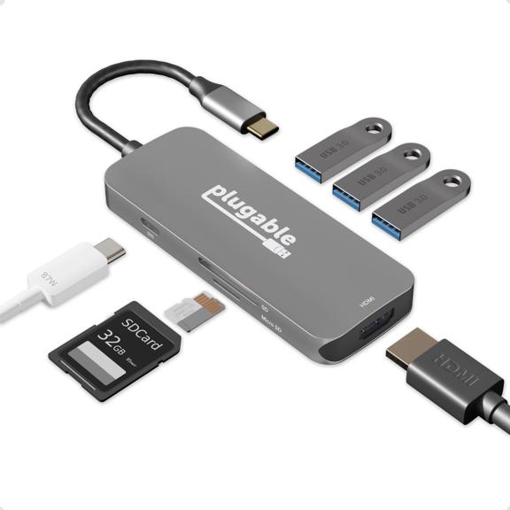 Plugable USB-C 7-in-1 Hub with Ethernet – Plugable Technologies